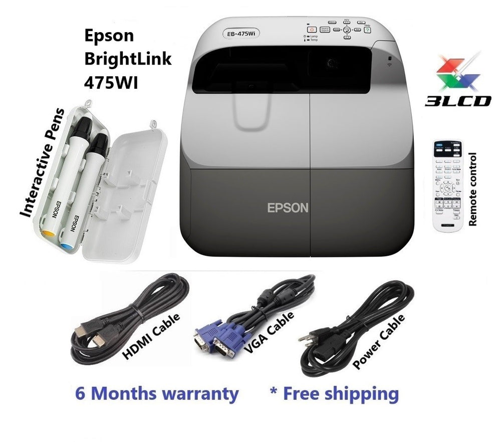 Epson Brightlink 475wi Ultra Short Throw Projector with wall mount (Re